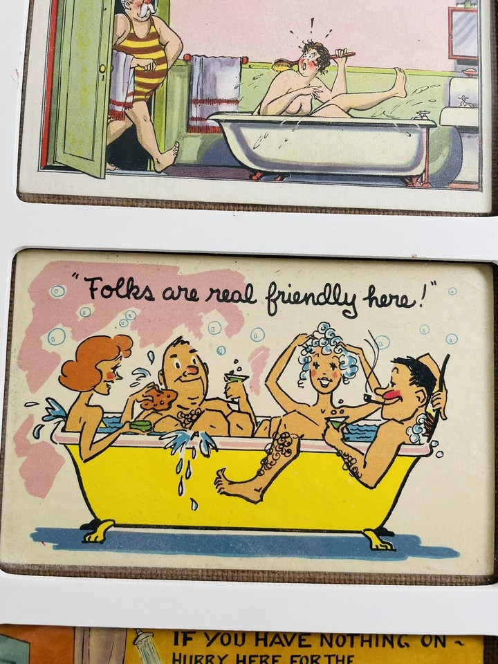 Vintage Risque Bathtub 1940's-50's Framed Postcards Naughty Girly Retro ...