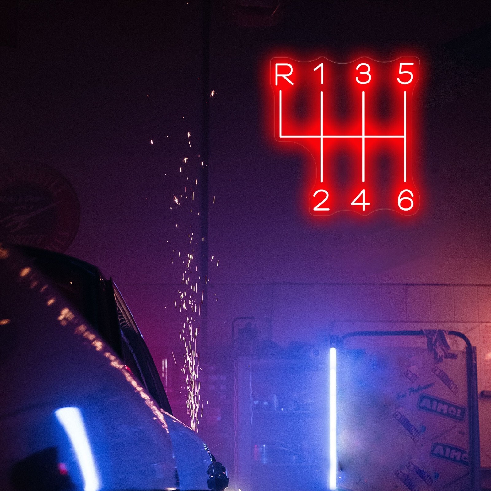 Car gearbox neon sign,Gearbox neon sign,Speed gear neon sign,Automotive ...