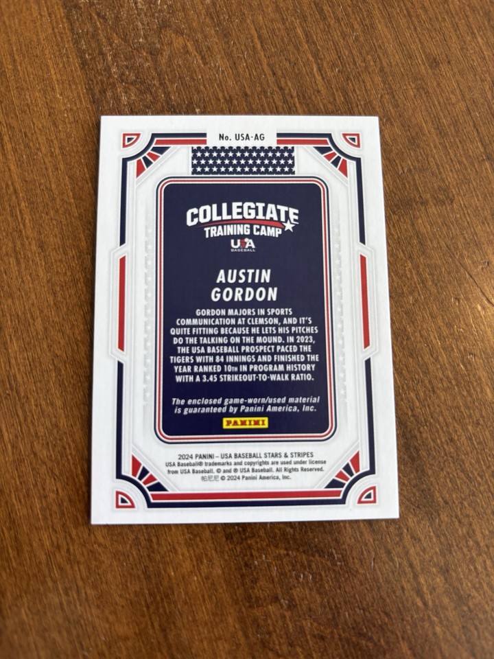 Austin Gordon 2024 USA Baseball Training Camp Game Jersey AG Angels ...