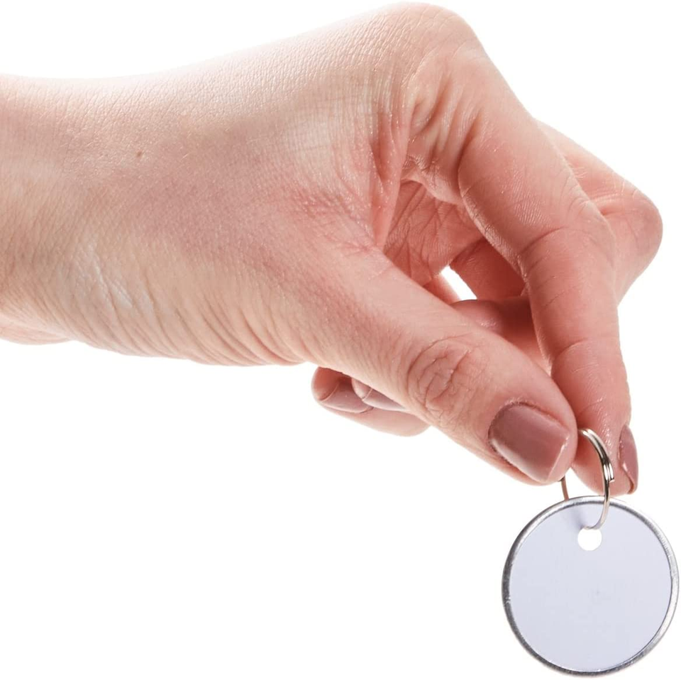100-Pack Paper Key Tags with Metal Rings - 1.2 Inch round Rimmed Split ...