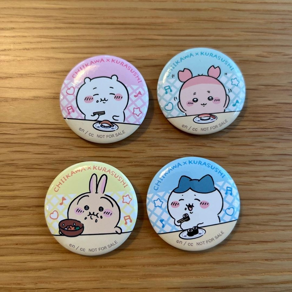 Chikawa x Kura Sushi Badge & Notebook Set Unused Cute Characters Japan ...