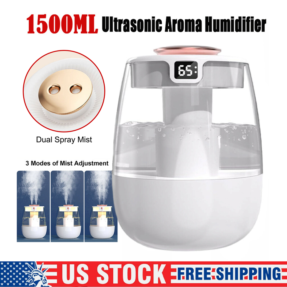 1500ml Humidifiers for Bedroom Large Room Office Cool Mist Air ...