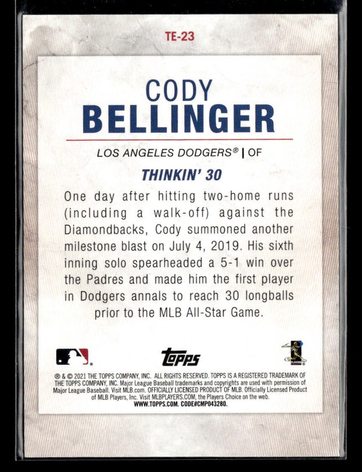 2021 Topps #TE-23 Cody Bellinger Cody Bellinger Highlights card | eBay