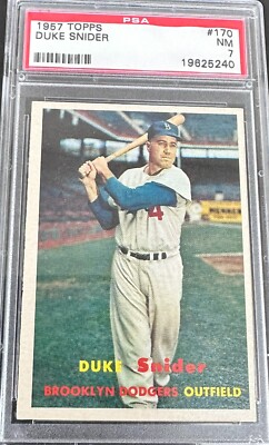 1957 Topps #170 Duke Snider PSA 7 Nr Mint Sharp Corners! | eBay