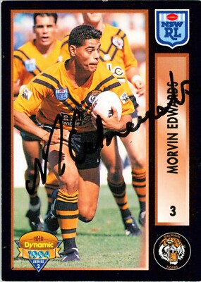 Signed 1994 BALMAIN TIGERS NRL Card MORVIN EDWARDS Wests | eBay