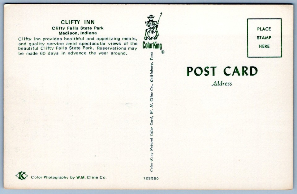 Postcard IN Madison Indiana Clifty Inn Motel Clifty Falls State Park ...