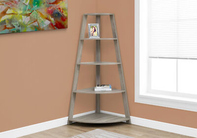 4 Shelf Corner Triangular Bookcase Shelf Etagere In Dark Taupe | eBay
