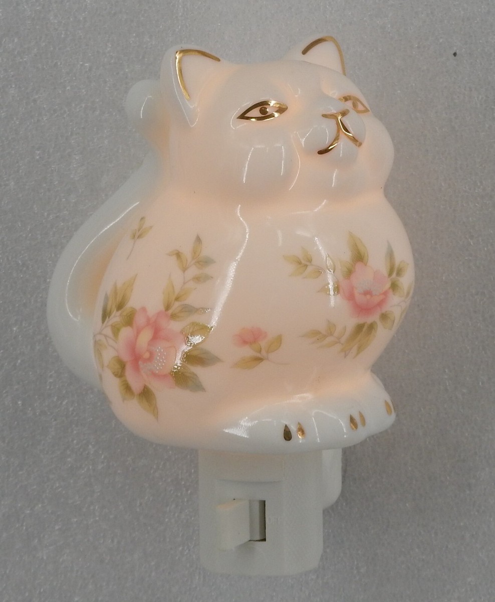Vintage Cat Porcelain Night Light Halloween Vintage Moon And Cat Night