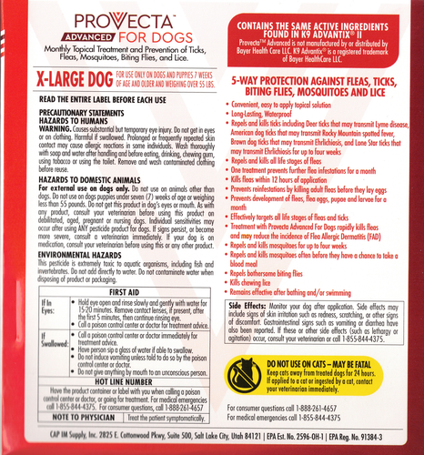 Provecta Advanced Flea & Tick Treatment for Dogs, XL/Over 55 lb, 4 ...