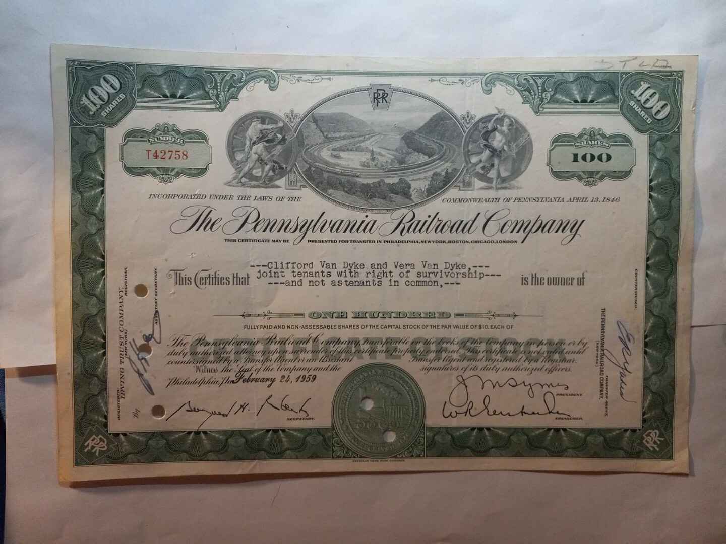 SLING'S THE PENNSYLVANIA RAILROAD COMPANY vintage stock certificate | eBay