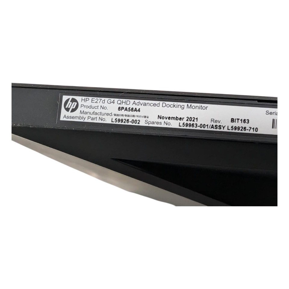 HP E27d G4 27" QHD USB-C Docking Monitor 2560 x 1440 LED LCD No Stand ...