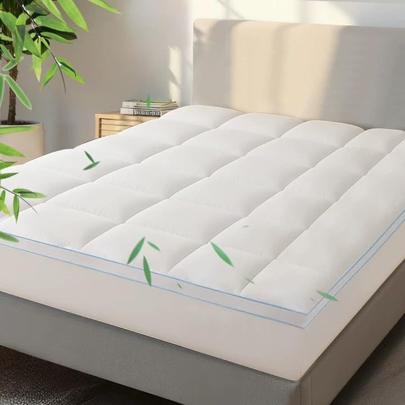 Bamboo Mattress Topper Single, 1000GSM Ultra Thick 5Cm Pillowtop ...