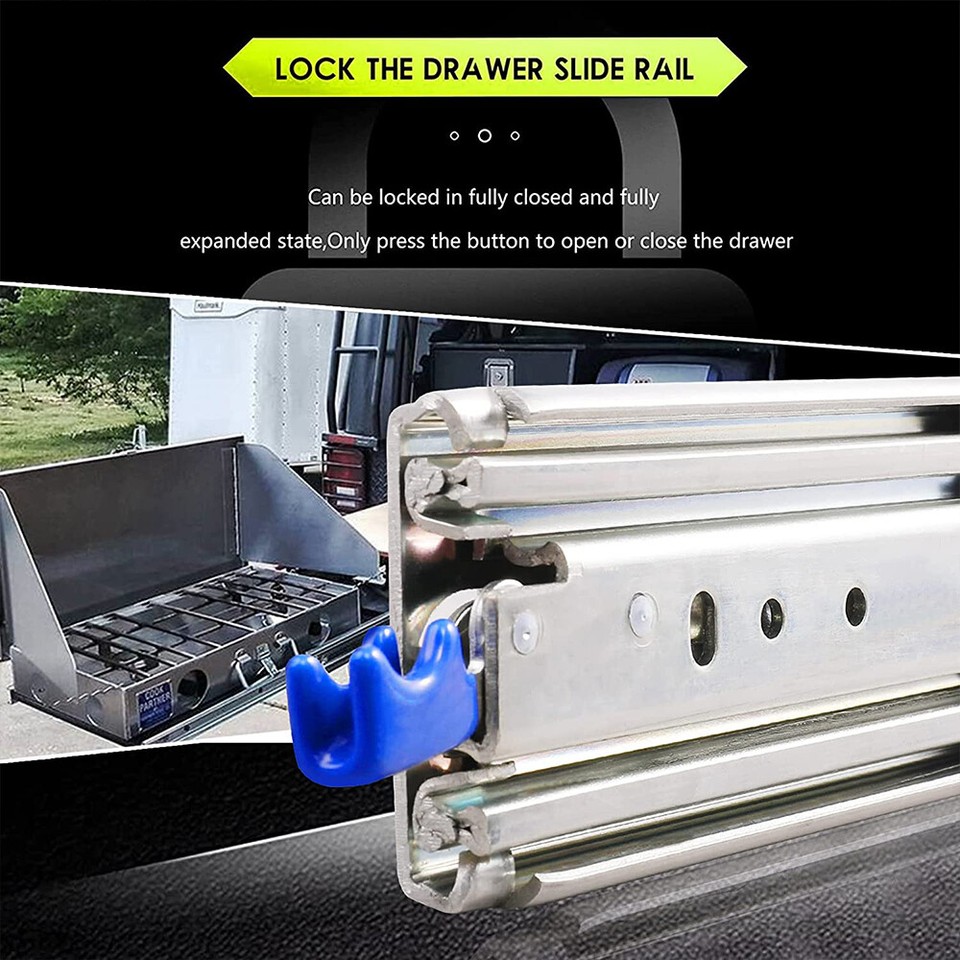 2x Locking Drawer Slide 125KG Heavy Duty Runners Trailer 500-2000mm ...
