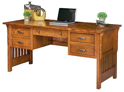 Amish Computer Desk Mission Arts & Crafts Solid Wood Office Furniture ...