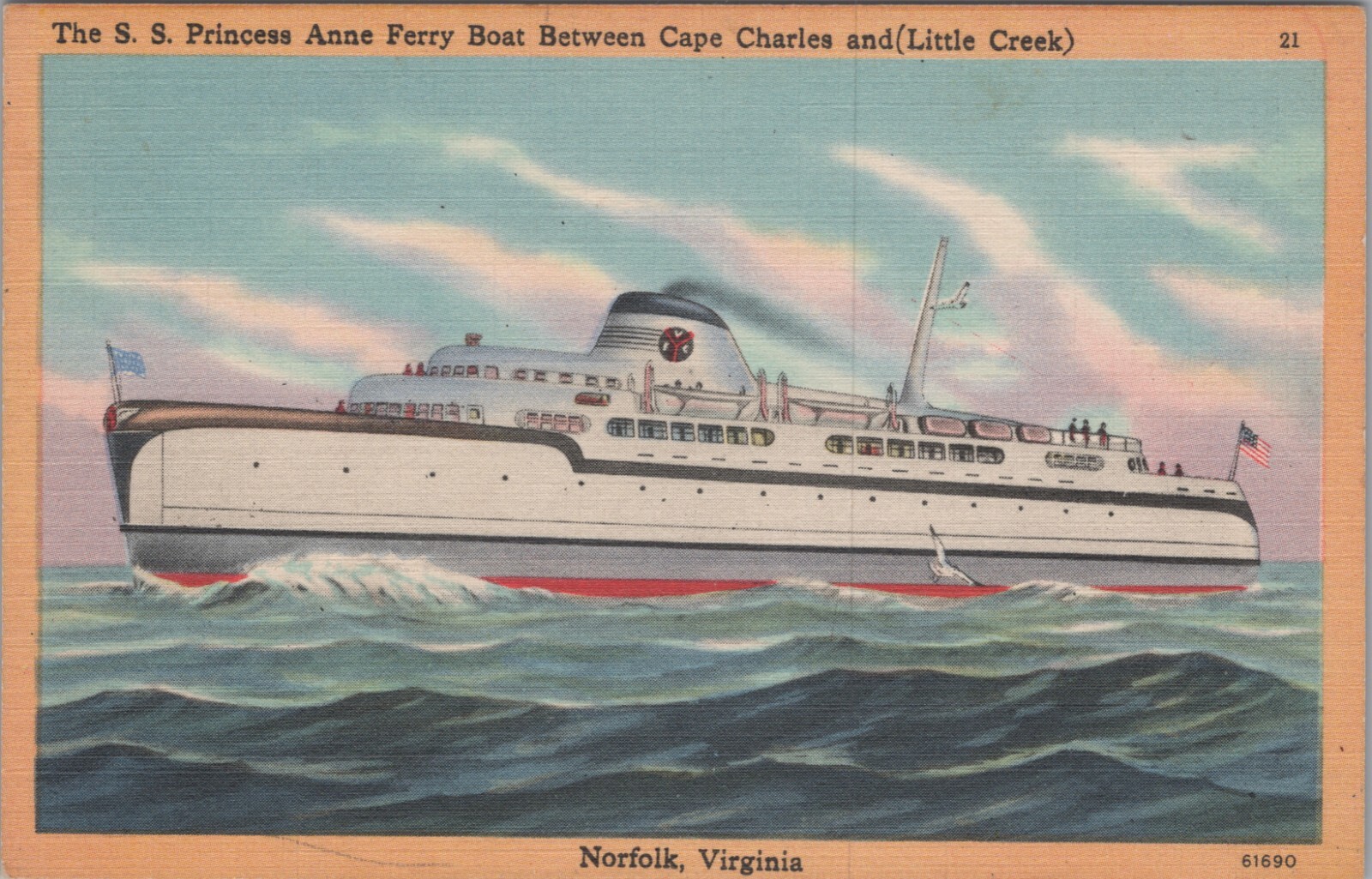 c1930s Postcard Norfolk Virginia SS Princess Anne Ferry Boat UNP ...