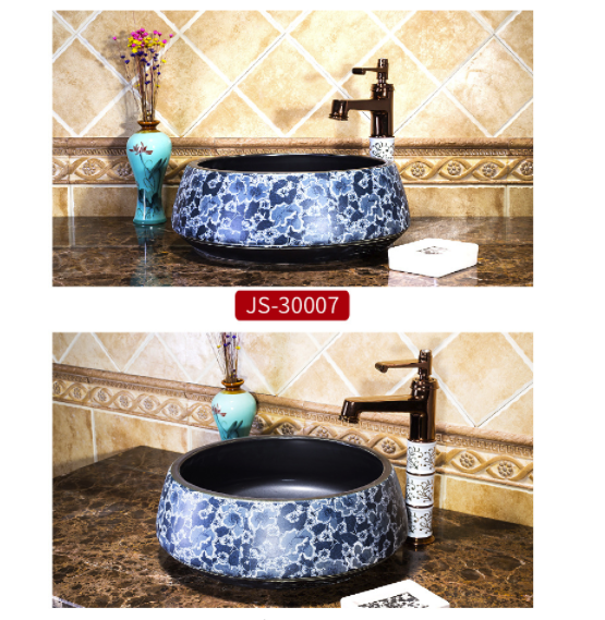Colorful Round Bowl Ceramic Vessel Sink Counter Basin Set Mixer Faucet ...