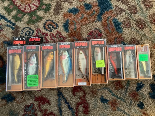 Lot of 9 Rapala Rattlin’ Rap Crankbait Fishing Lures sz. 4,5,7,8 all ...