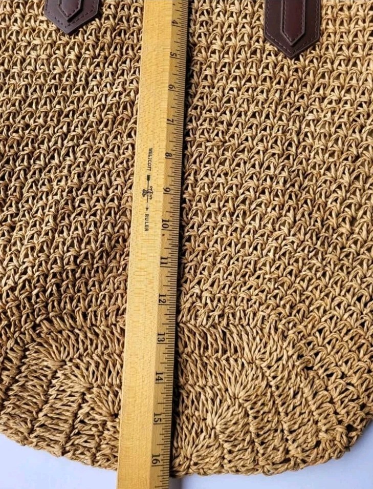 Straw/Jute Woven Tan Brown Handle Tote Zip Pool Beach Bag - NEW! | eBay