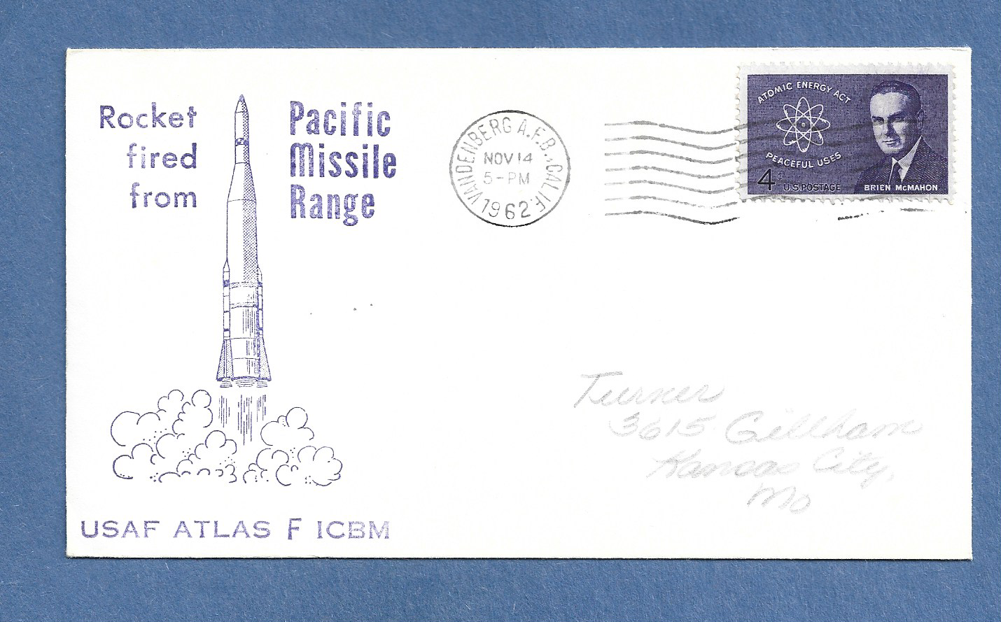 USAF ATLAS F ICBM ROCKET FIRED NOV 14,1962 VAFB SPACE COVER NASA | eBay