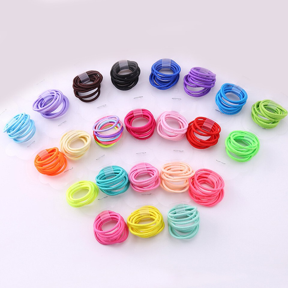10Pcs HAIR BANDS Elastics Bobbles Kids Girls Tiny School Ponies Ties ...