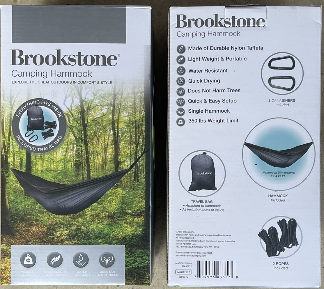 Brookstone Camping Hammock With Travel Bag Lightweight Portable Water ...