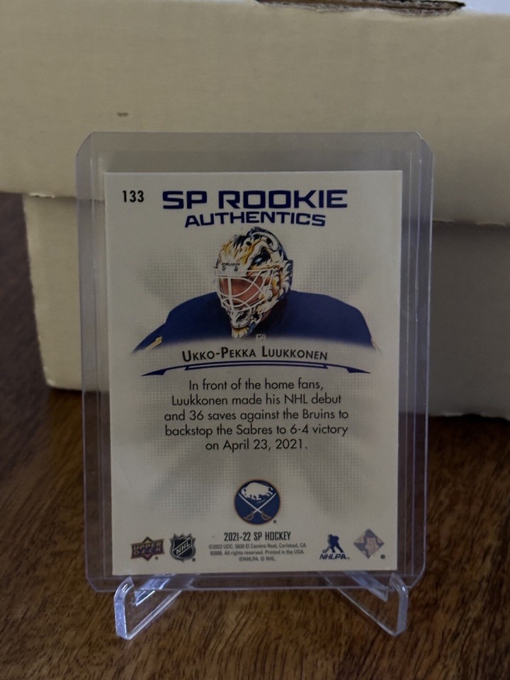 2021-22 SP - Rookie Authentics #133 Ukko-Pekka Luukkonen (RC) Buffalo ...