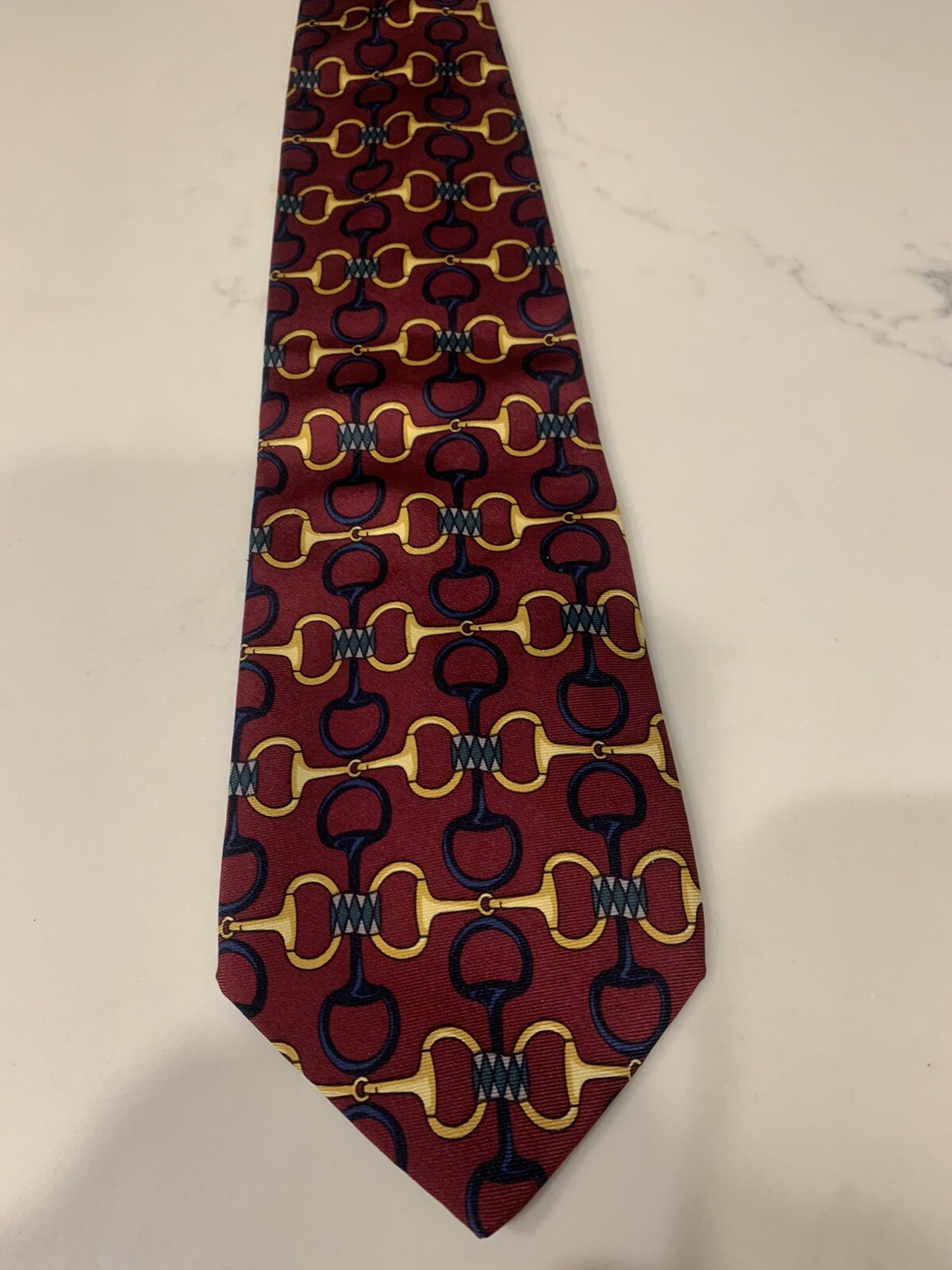 Paolo Gucci Interlocked Horsebit Red Gold Blue Mens S… - Gem