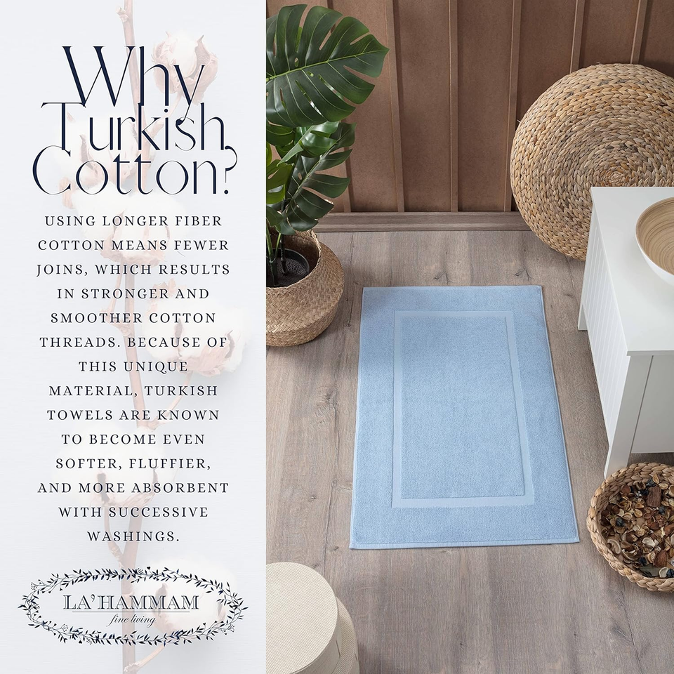 LA HAMMAM 2 Pack 20” × 34” Turkish Cotton Bath Mats Floor Towels for ...