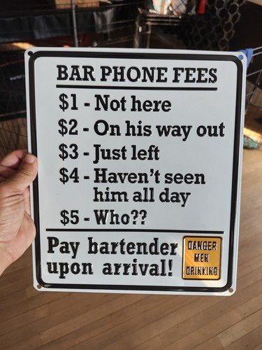 (1) Brand New Ande Rooney Bar Phone Fees Heavily Embossed Tin Sign | eBay