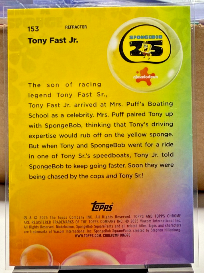 2025 Topps Chrome SpongeBob SquarePants #153 Tony Fast Jr. Refractor | eBay