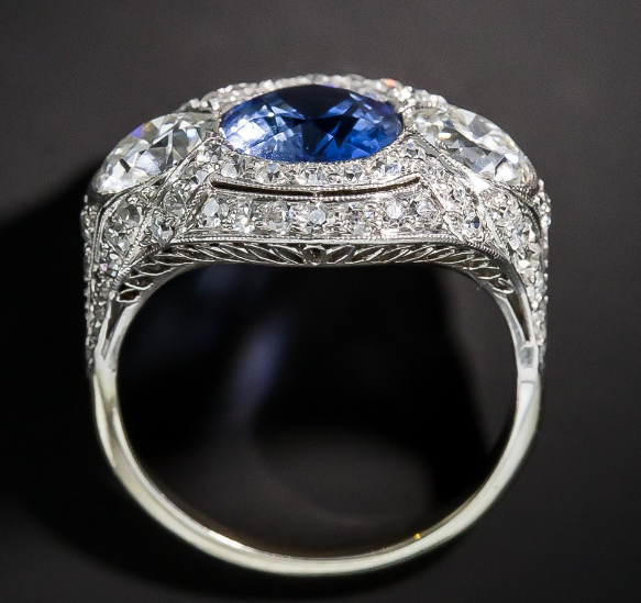 Cocktail Party Ring Solid 925 Sterling Silver Blue Round Three Stone ...