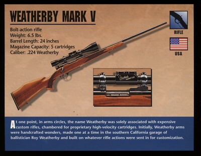 Weatherby Mark V Rifle Atlas Classic Firearms Card | eBay