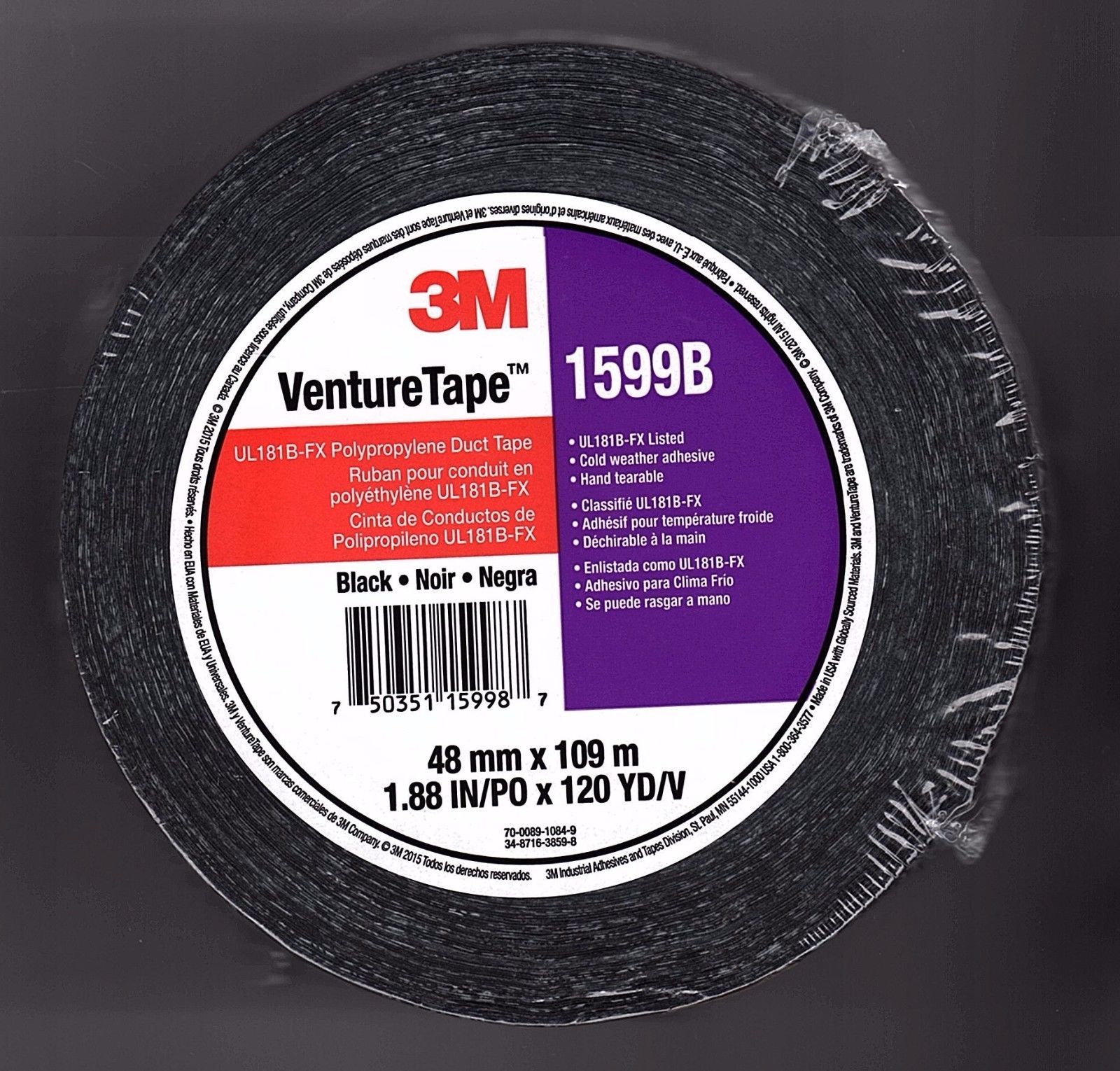 UL181B-FX 1599B Venture Tape Black Flex Duct Tape Black Brand New BLACK ...