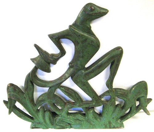 VINTAGE FIGURAL CAST IRON DECO DAPPER FROG FISHBOWL AQUARIUM STAND / HOLDER | eBay