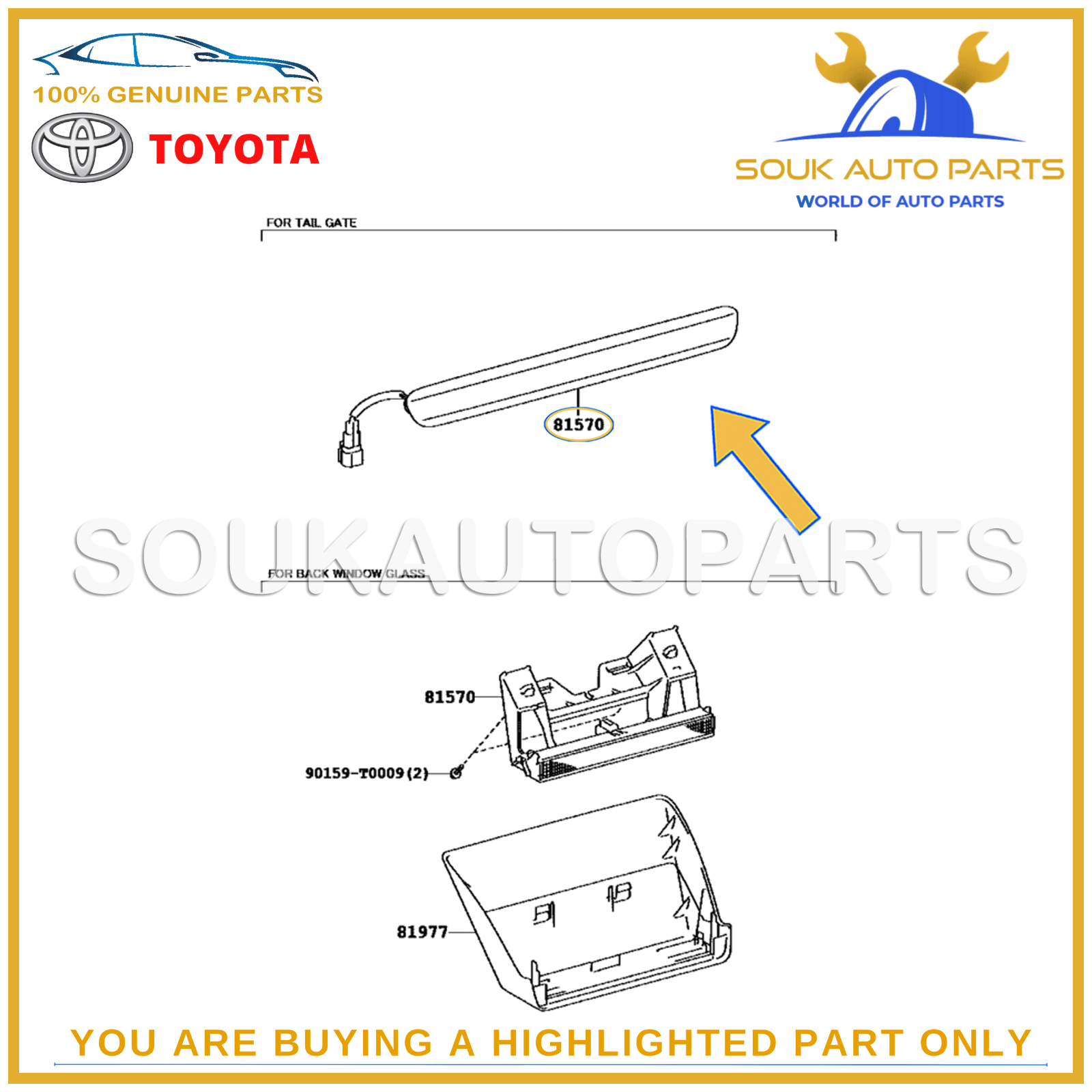 81570-0K100 Genuine Toyota LAMP ASSY STOP CENTER 815700K100 OEM | eBay