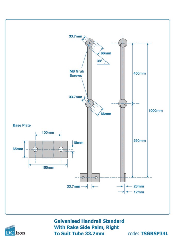 Galvanised Handrail Stanchions Tubular Standards Sticks Ball Posts ...