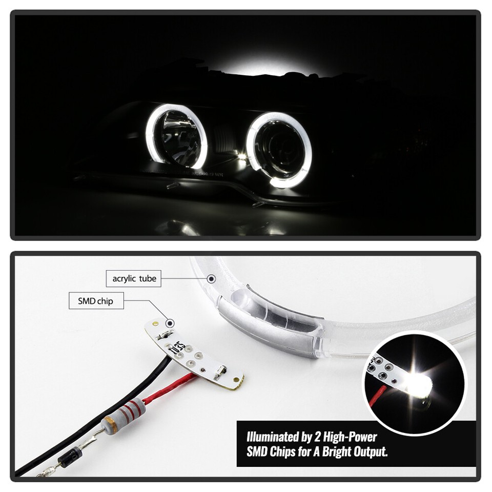 2004-2006 BMW E46 3-Series Coupe LED Halo Projector Headlights | Black ...