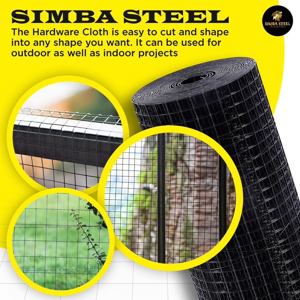 Hardware Cloth 16 GA Black Vinyl Coated Welded Wire Mesh Many Sizes ...