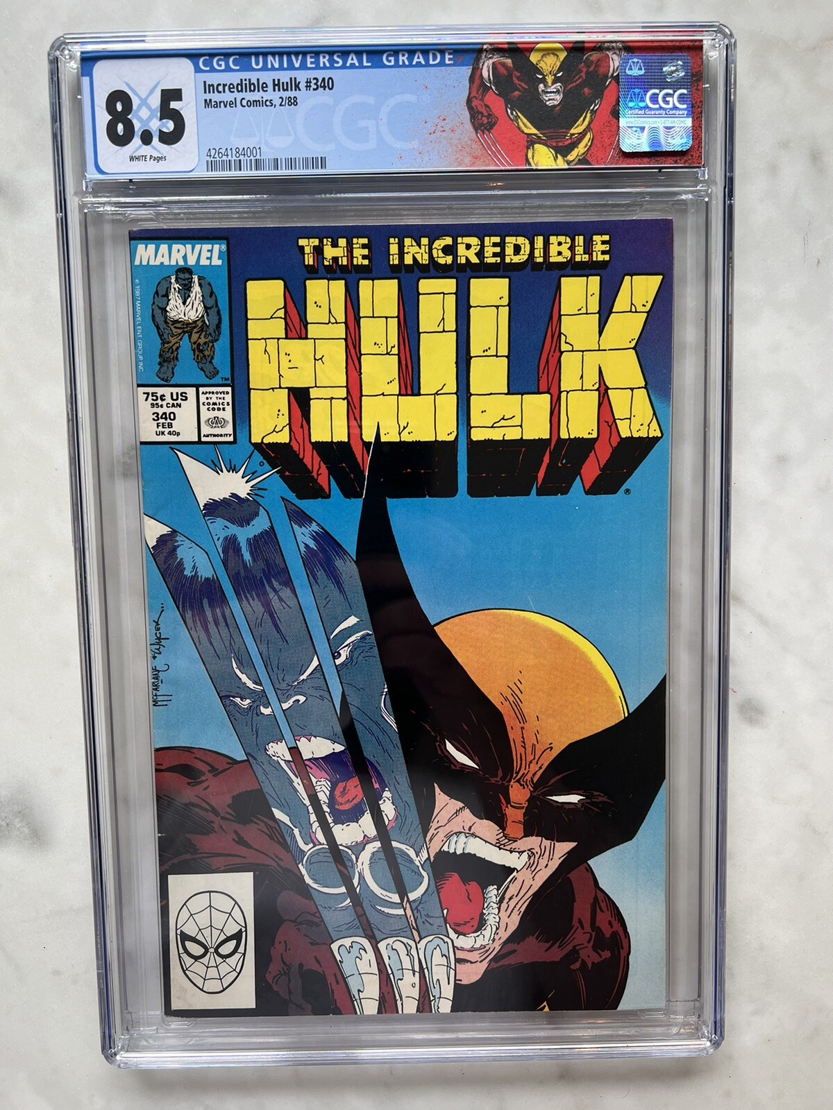 INCREDIBLE HULK #340 CGC 8.5 TODD McFARLANE WOLVERINE COVER CUSTOM ...