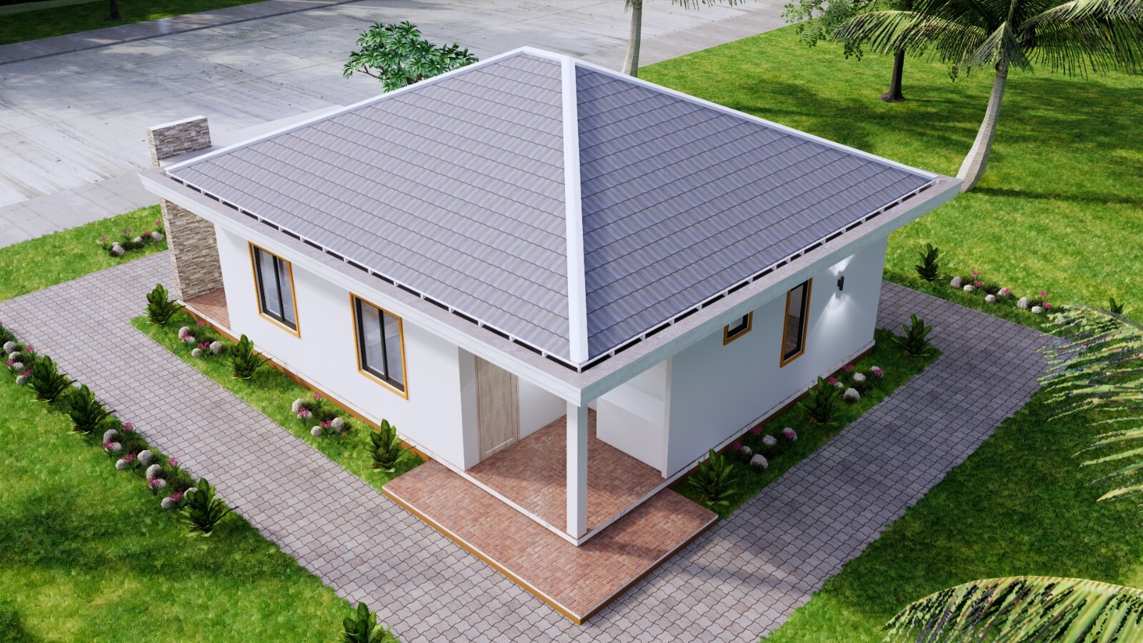 26x36 Feet Small House Plan 8x11 Meter 3 Beds 2 Baths Hip Roof (A4 Hard ...