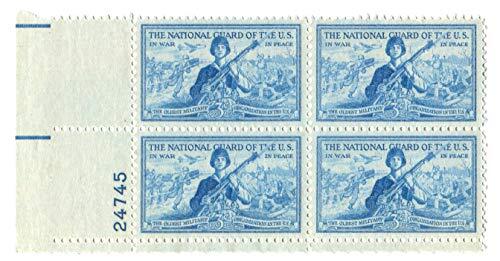 1953 National Guard Plate Block of 4 3c Postage Stamps - Sc #1017 - MNH ...