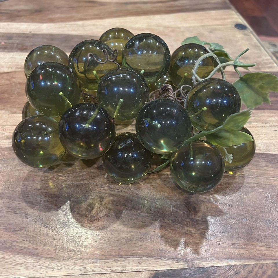 Vintage Large Green Lucite Grapes - 20 Grapes. Cluster is Approx 8” X 3 ...