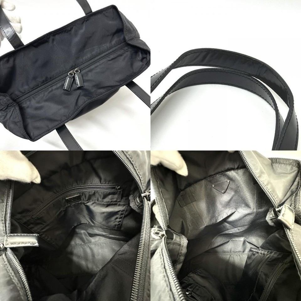 PRADA Triangle Plate Bag Shoulder Tote Bag Black Ladies Used From Japan ...