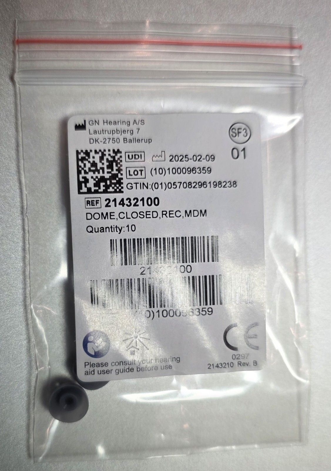 Resound / GN Hearing Aid Domes - DOME, CLOSED, REC,MDM (1-pack = 10 ...