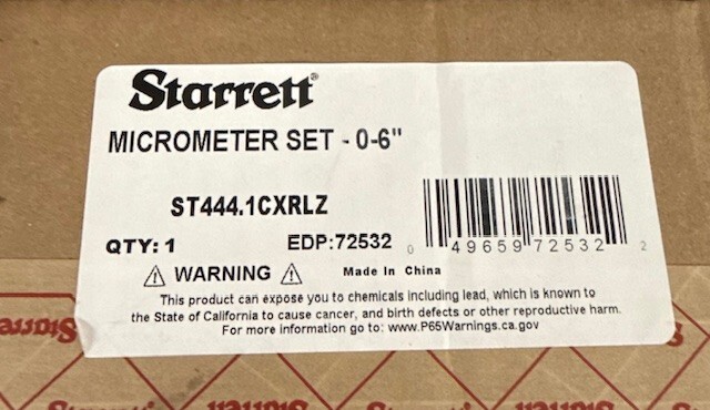 Starrett ST444.1CXRLZ Outside Micrometer Set 0-6" Range - 6 Mics ...