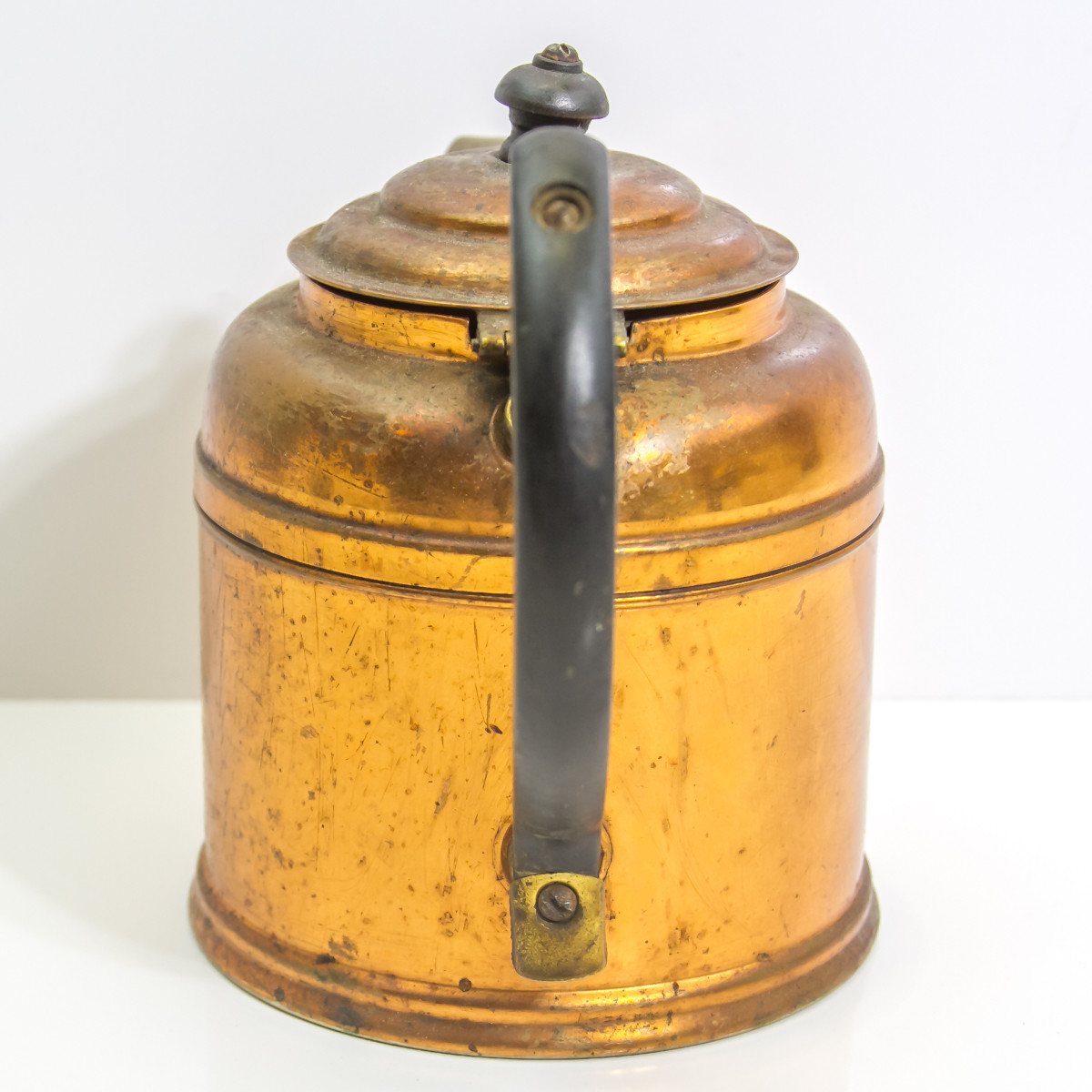 VINTAGE ESTATE ROME METAL WARE COPPER FINISH TEA POT W/ WOOD HANDLE 6.5 ...