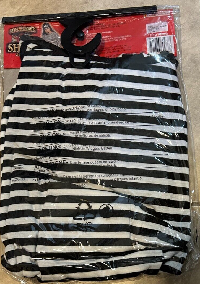Black & White Stripe Shirt Pirate Prisoner Costume Adult Men NEW up to ...