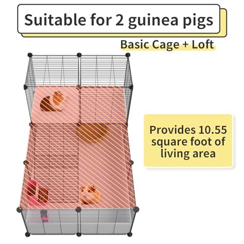 Guinea Pig Cage,Indoor Habitat Cage with Waterproof Plastic Loft cage ...