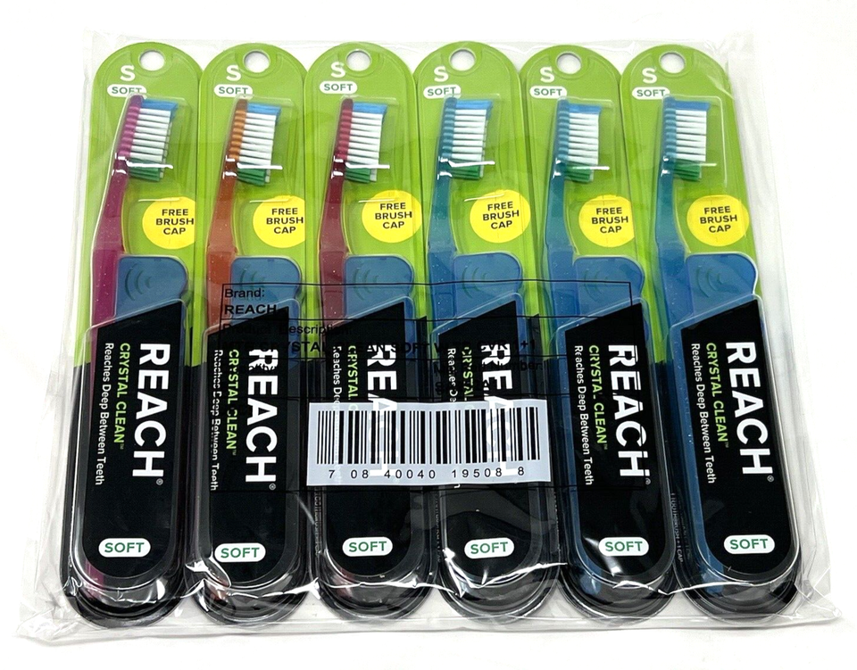 Reach Toothbrush Crystal Clean SOFT Bristles Toothbrushes with Brush ...
