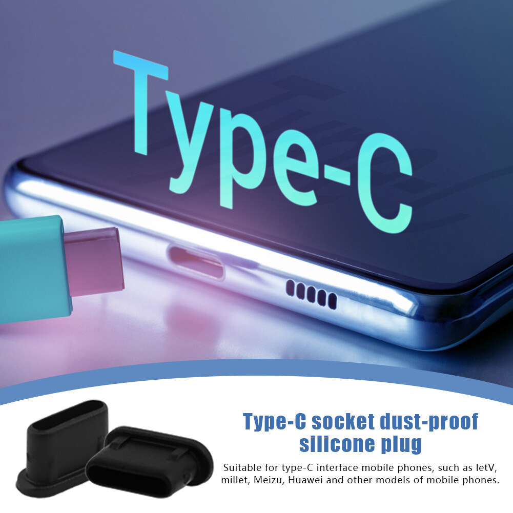 300pcs Soft TPU Black For Smartphone USB Type C Dust Plug Charging Port ...